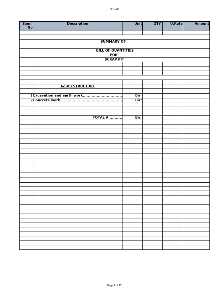 Scrap Didusting Water Tanker Boq 30012023 | PDF | Concrete | Masonry