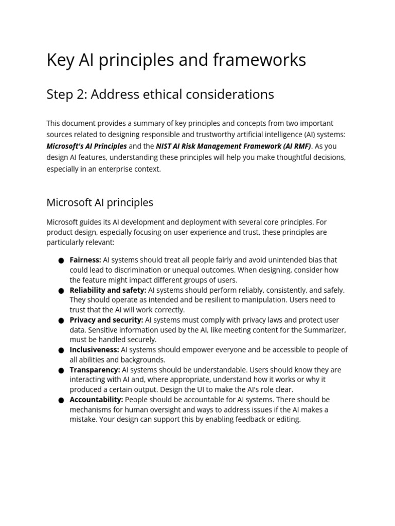 Key AI Principles and Frameworks | PDF | Artificial Intelligence ...