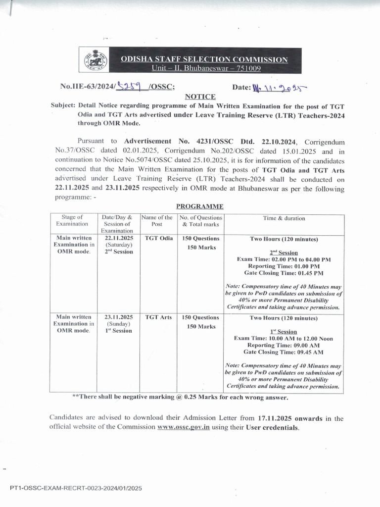 5259_detail Notice for Programme of MWE of Odia and Arts | PDF