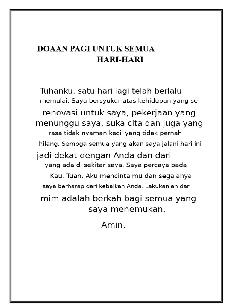 Doa Pagi Untuk Setiap Hari | PDF