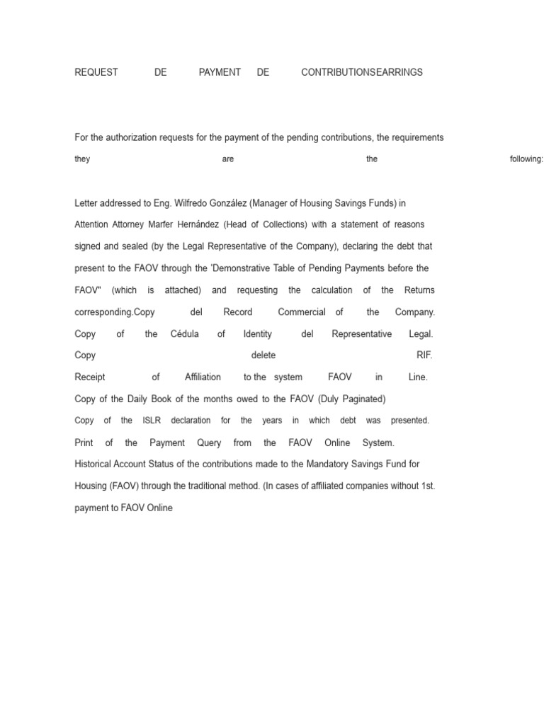 Request For Payment of Outstanding Contributions | PDF