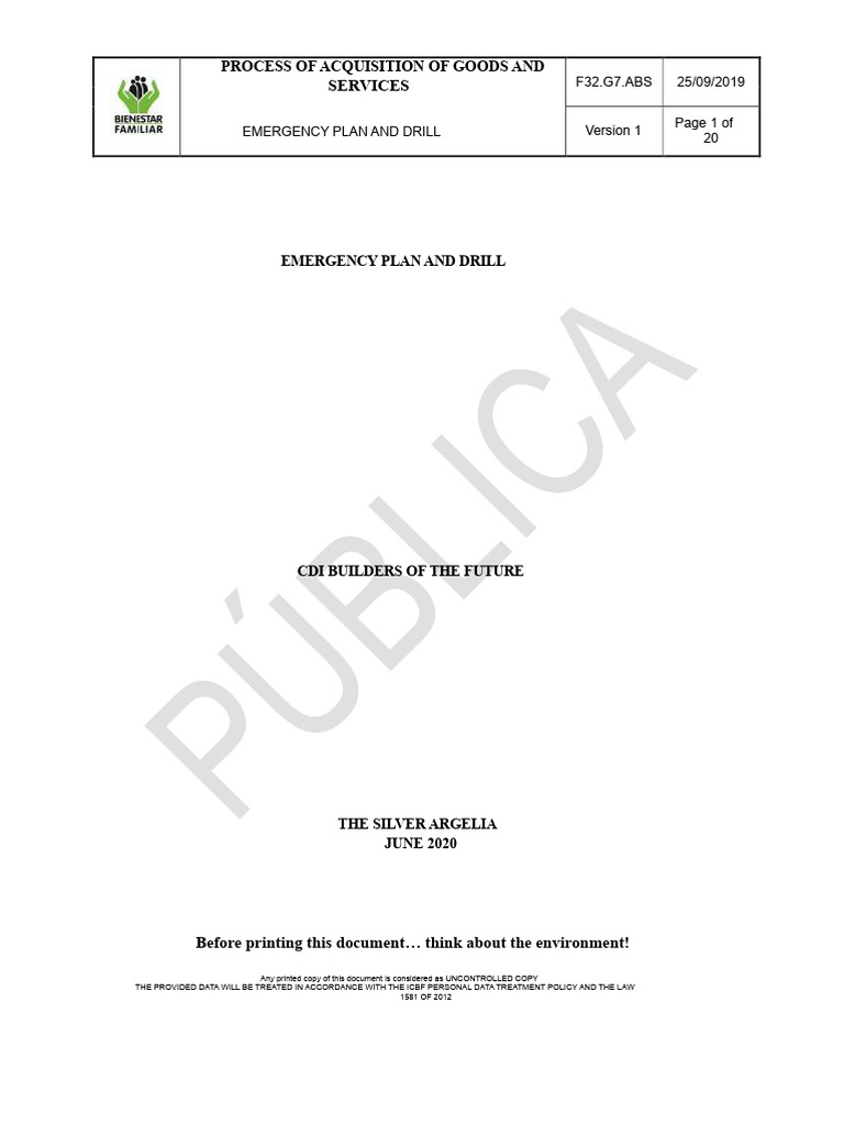 F32.g7.abs Format Development Emergency Plan and Drill v1 | PDF | Risk ...