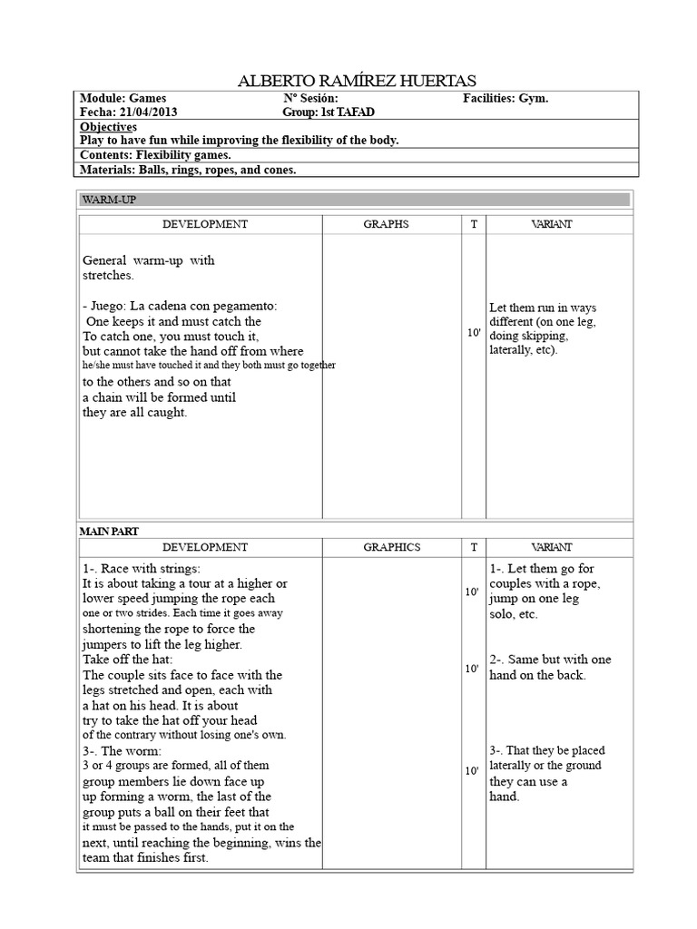Flexibility Games for TAFAD Students | PDF