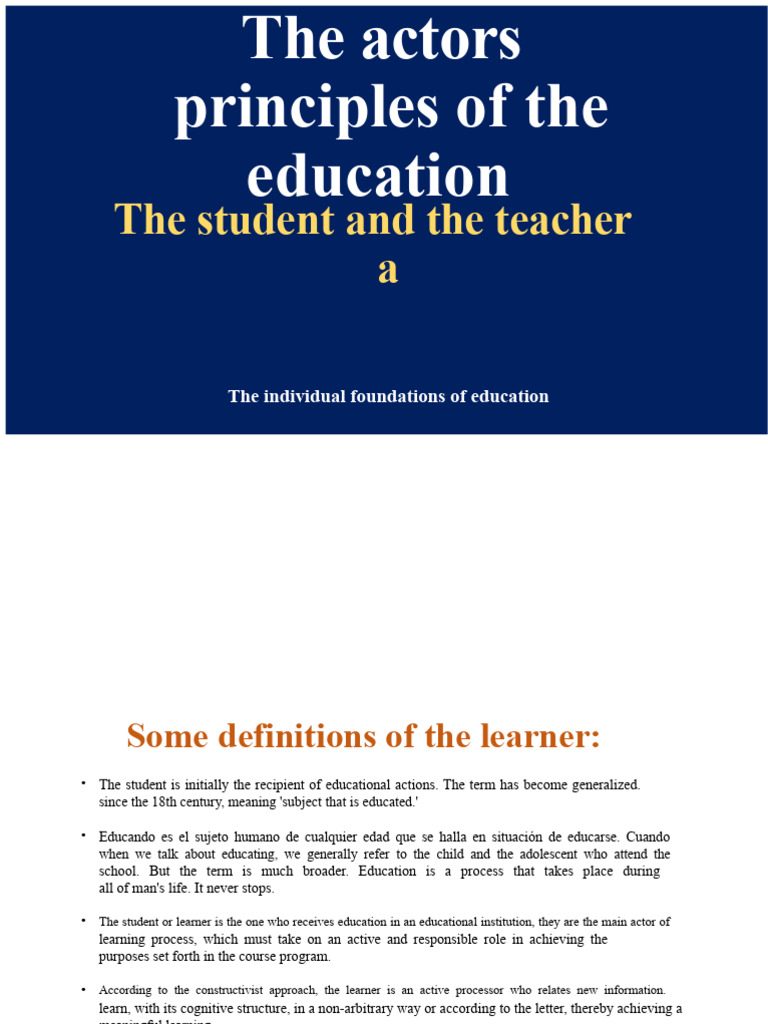 Main Actors of Education (The Educated-One and The Educator-One) | PDF ...