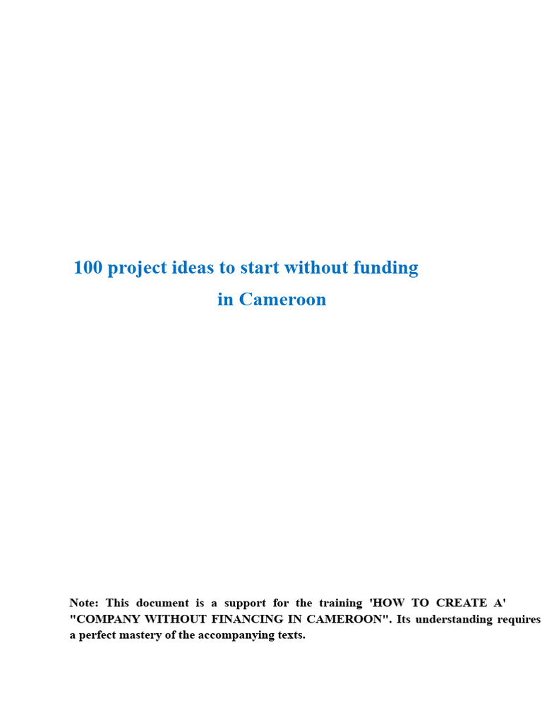100 Project Ideas To Start Without Funding | PDF | Internet ...