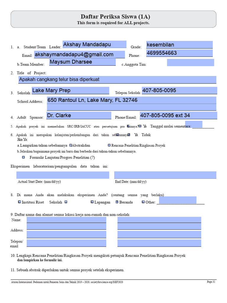 8 Form ISEF oleh akshay dan maysum baru.pdf | PDF