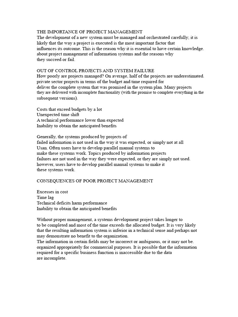 The Importance of Project Management | PDF | Project Management | Business