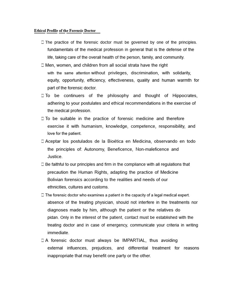 Ethical Profile of The Forensic Doctor | PDF | Medicine | Physician