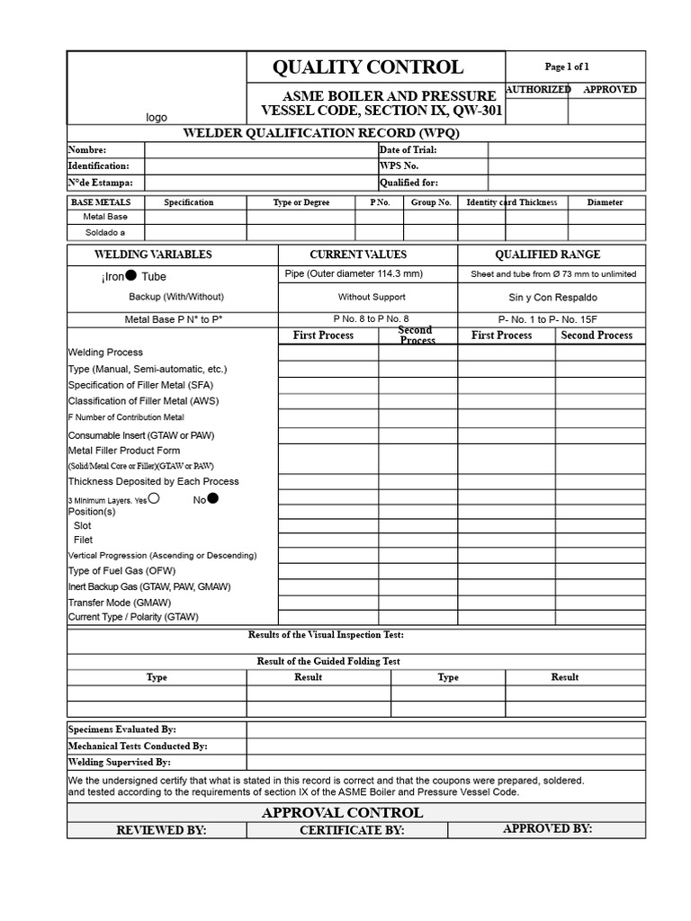 Wpq format | PDF | Welding | Construction