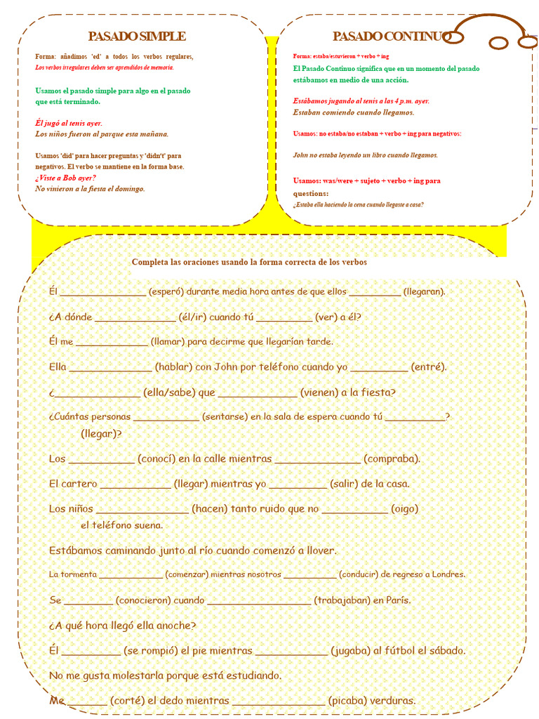 Uso del Pasado Simple y Continuo | PDF | Verbo