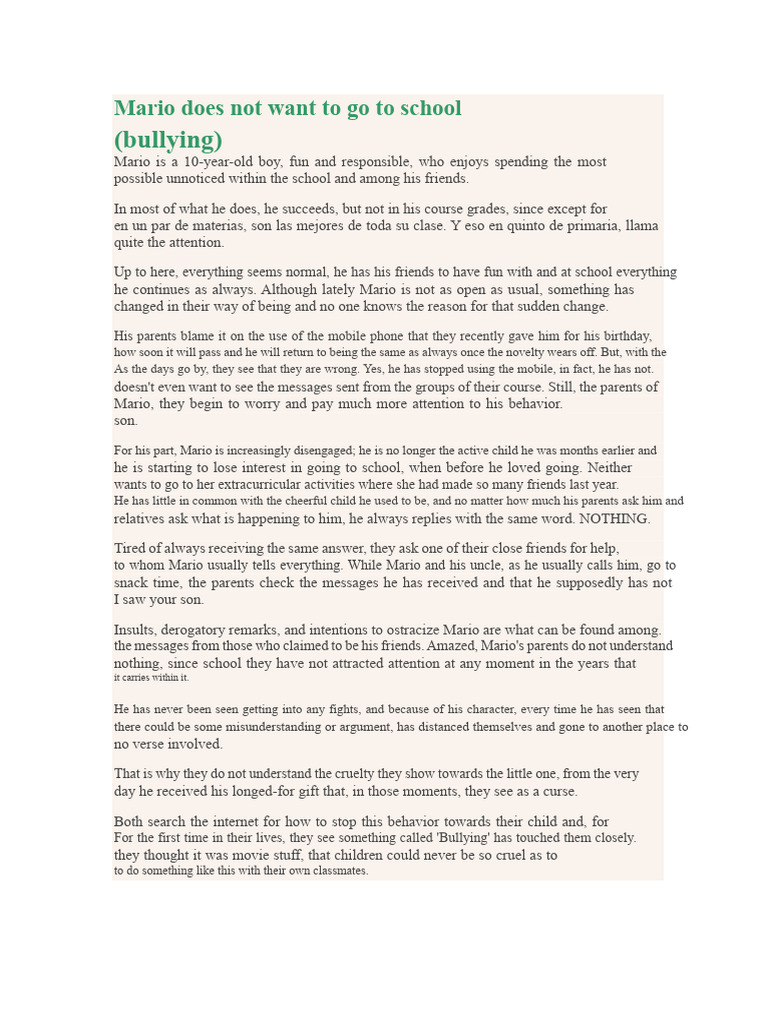 Story About Bullying | PDF | Bullying