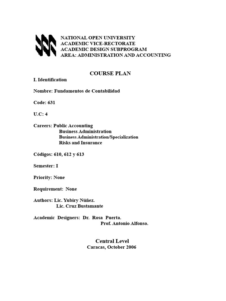 Fundamentals of Accounting Course Plan | PDF | Debits And Credits ...
