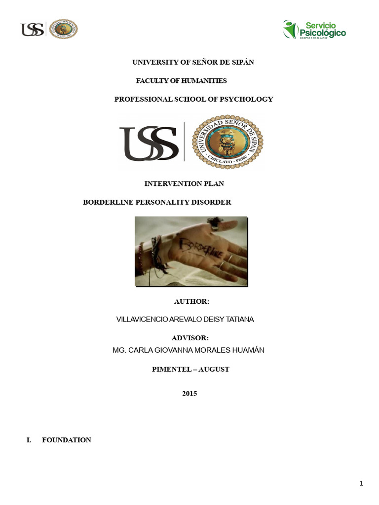 Intervention Plan for Borderline Personality Disorder | PDF ...