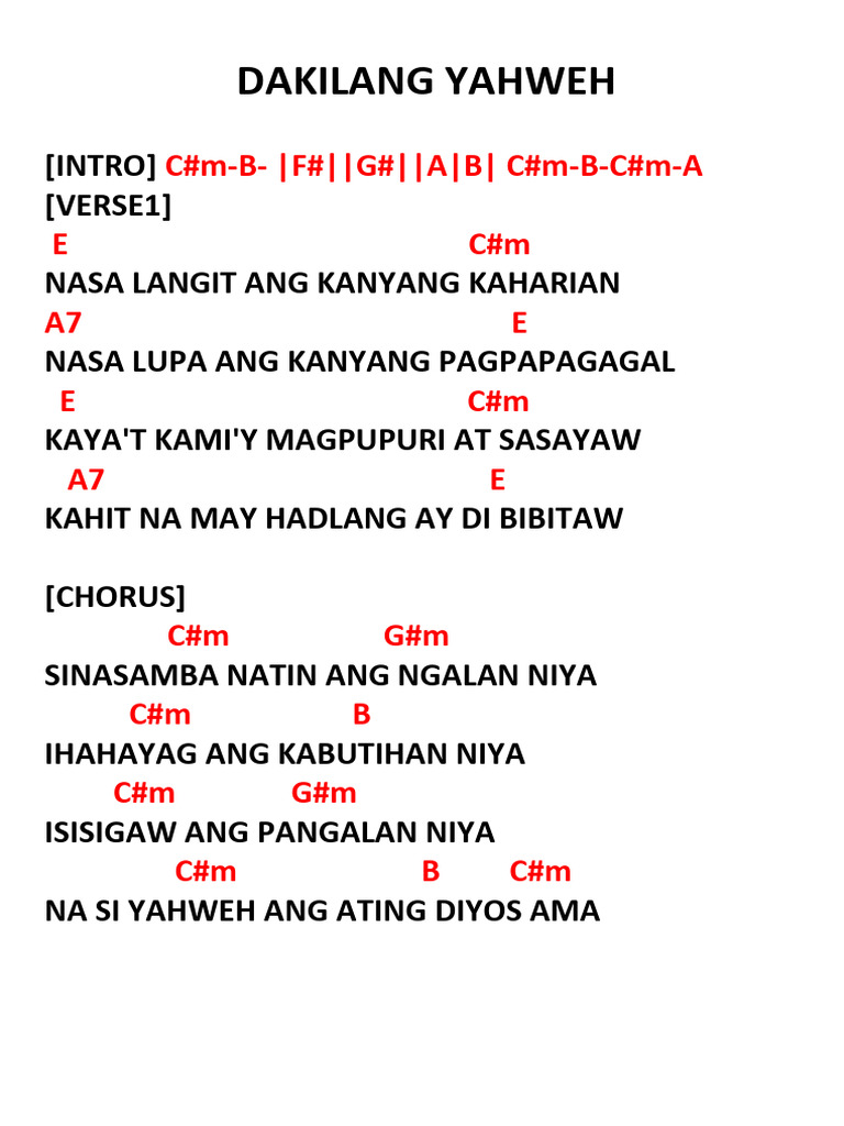 Dakilang Yahweh Chords | PDF