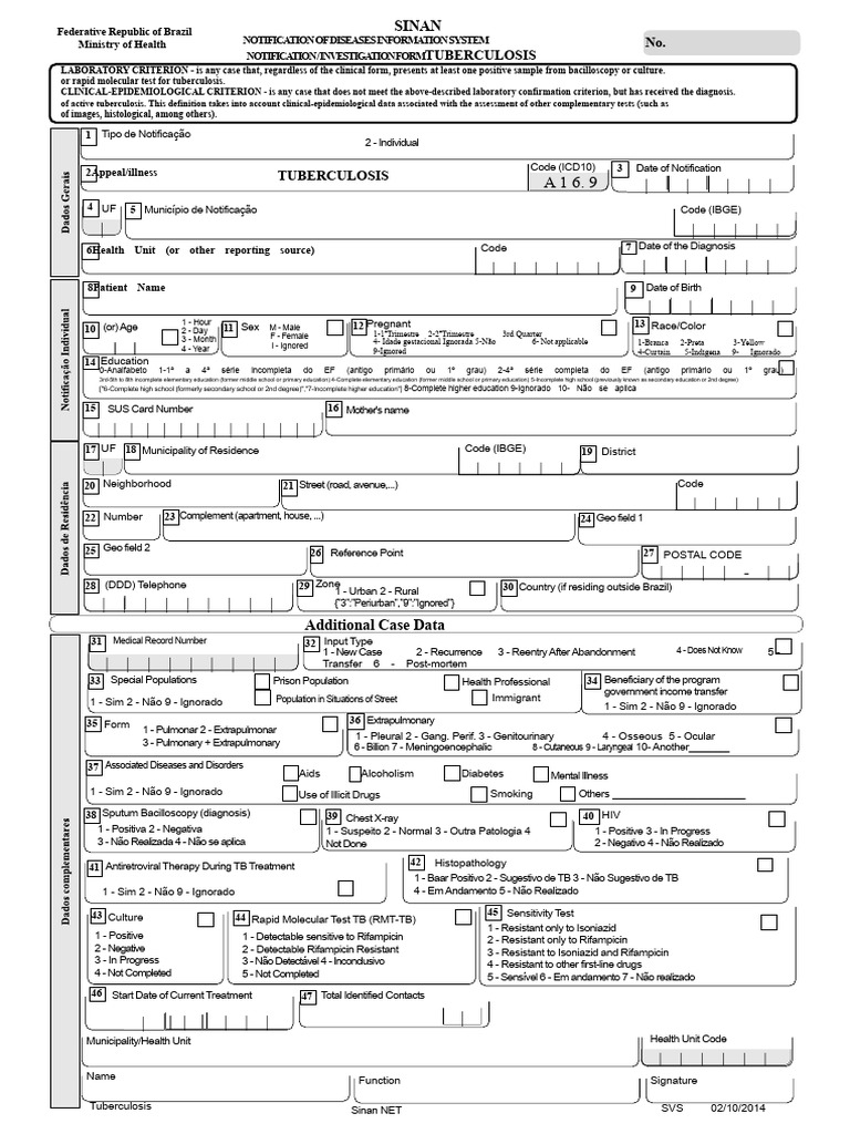 Tuberculosis - Notification Form | PDF | Tuberculosis | Health Care