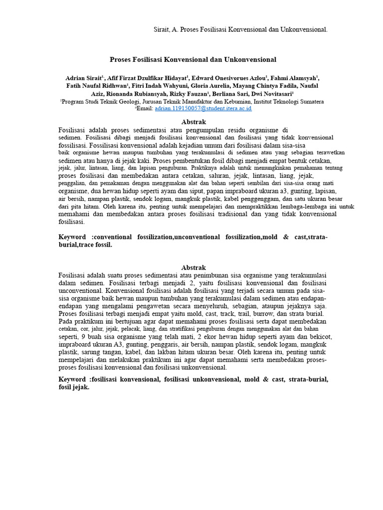 Proses Fosilisasi: Konvensional vs Unkonvensional | PDF
