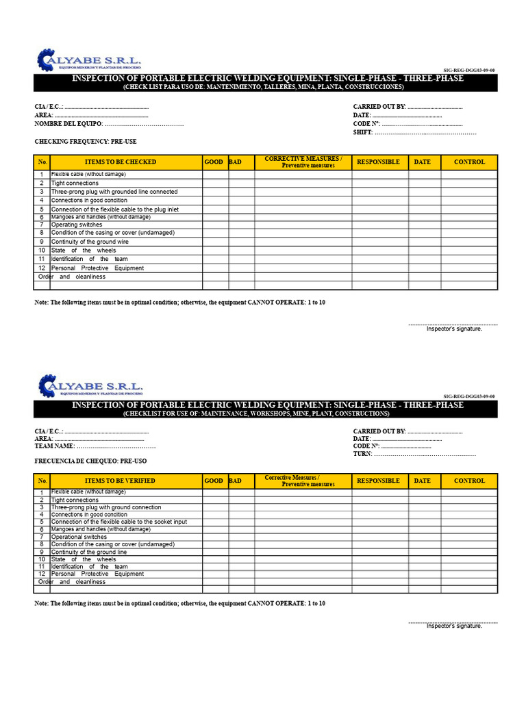 Welding Inspection Checklist | PDF | Electricity | Electrical Engineering