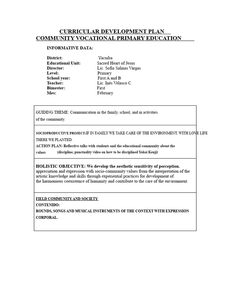 Community Vocational Education Plan | PDF | Rhythm | Knowledge