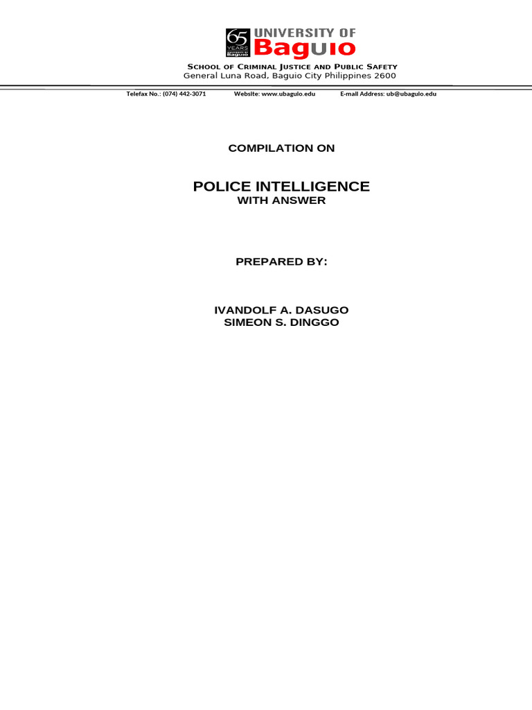 Police Intelligence Exam Compilation | PDF | Classified Information In ...
