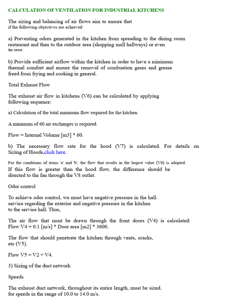 Calculation of Ventilation in Industrial Kitchens | PDF | Duct (Flow ...