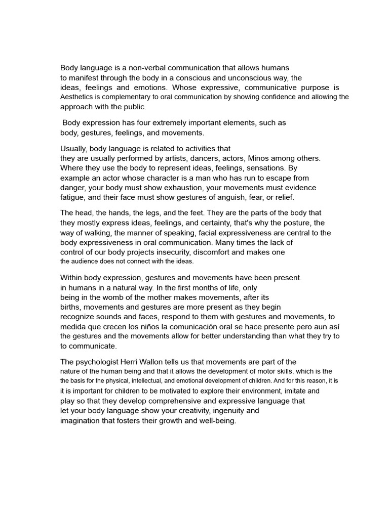 Script for the Body Expression Video (1) | PDF | Body Language | Feeling
