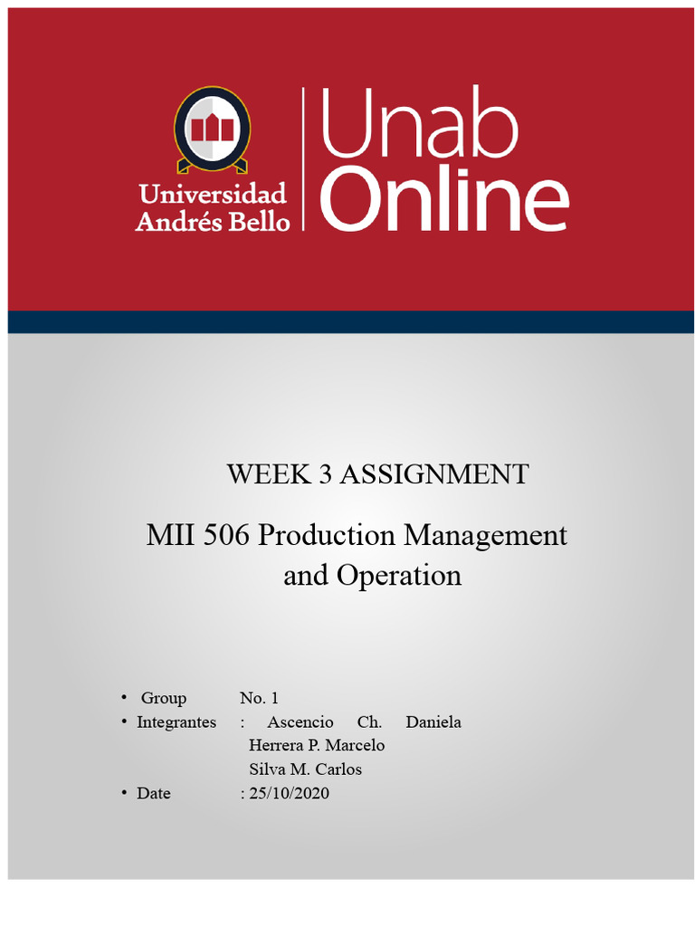 Task Week N3 Production and Operation Management Group N1 | PDF ...