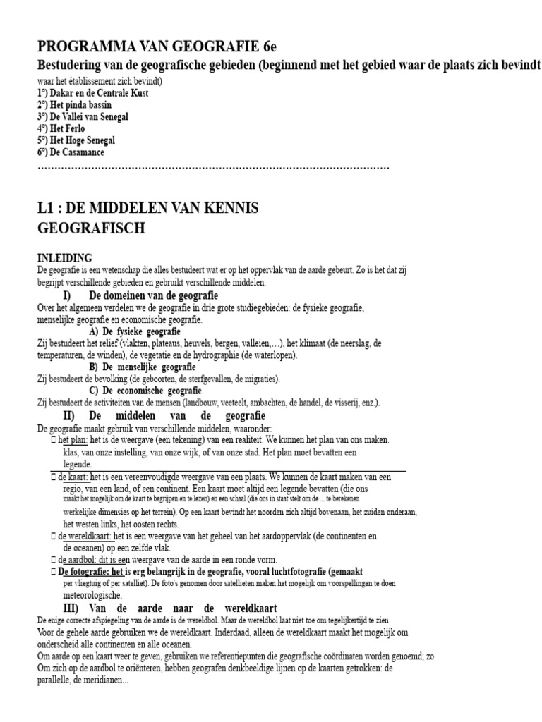 LESSONS Geografie 6e | PDF