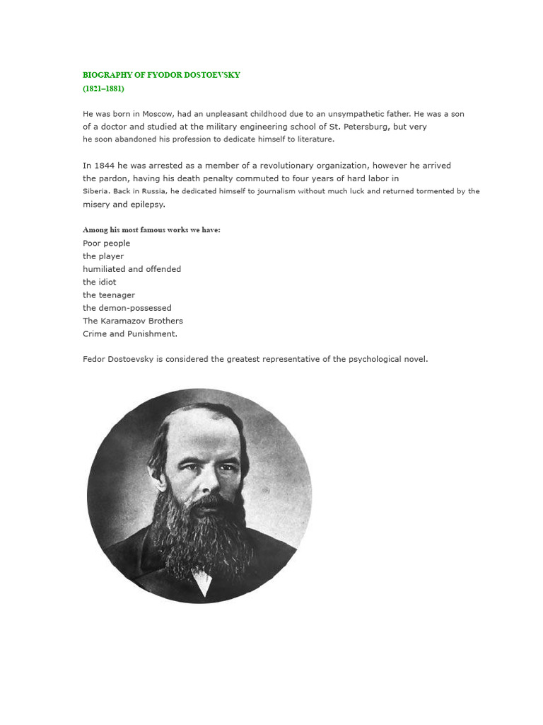 Fyodor Dostoevsky: Life and Works | PDF