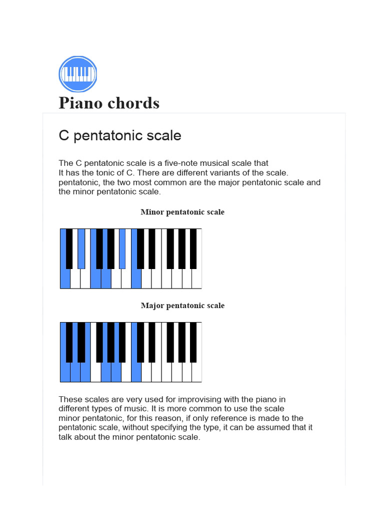 C Major & Minor Pentatonic Scales | PDF