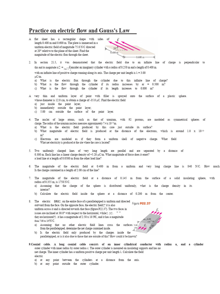 Flow Practice and Gauss's Law | PDF | Electric Field | Atomic Nucleus