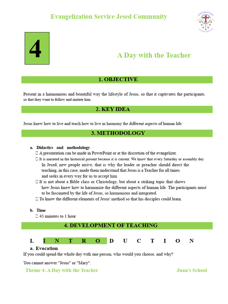 Topic 4. A DAY WITH THE TEACHER | PDF | Jesus | Gospel Of Mark