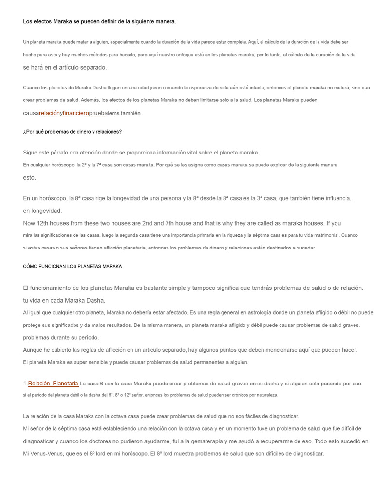 Efectos de los Planetas Maraka en Astrología | PDF | Horóscopo ...