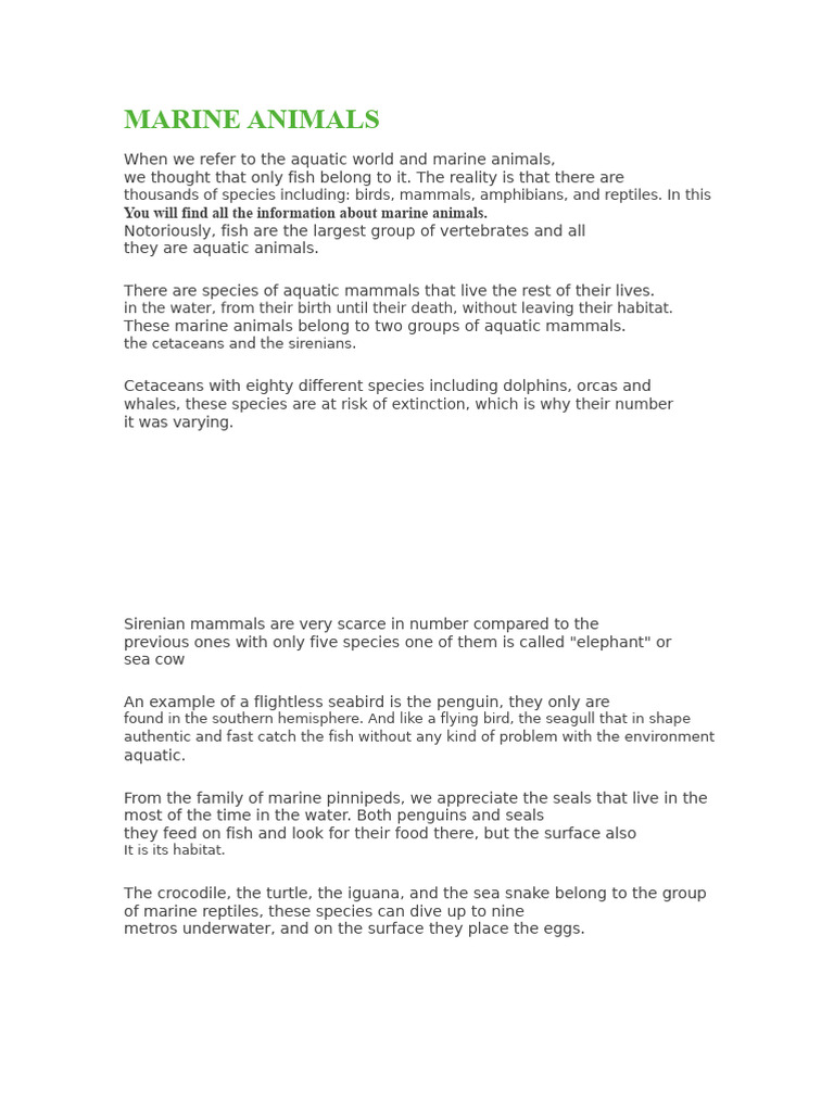 Marine Animals | PDF | Pinniped | Cetacea