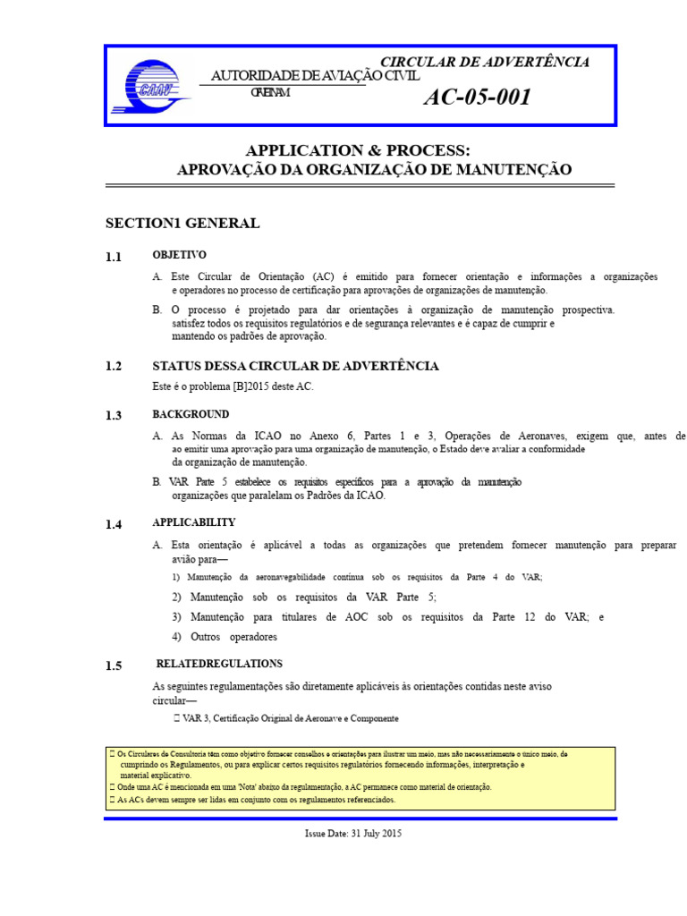 Certificação AMO AC 05001 CAAV B20151 | PDF | Qualidade (negócios ...