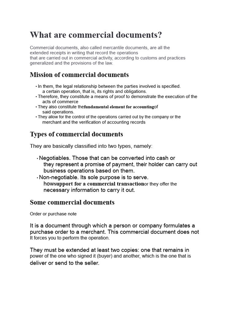 What Are Commercial Documents | PDF | Invoice | Receipt