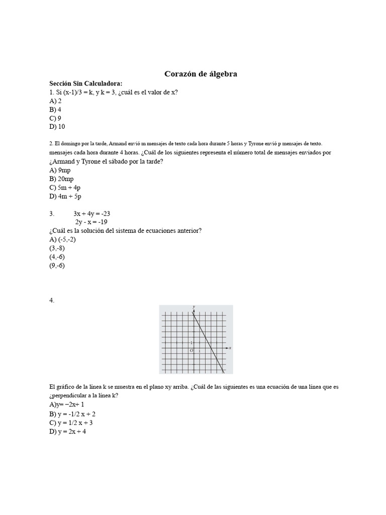 MATEMÁTICAS SAT - Corazón Del Álgebra | PDF | Ecuaciones | Álgebra