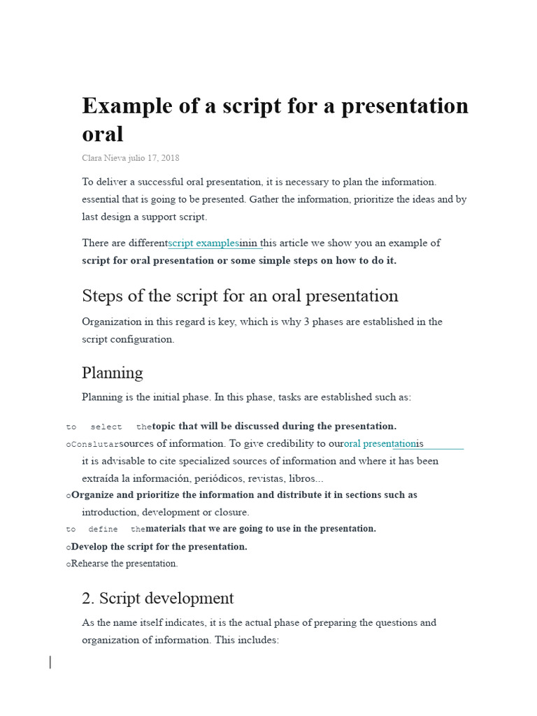 Script For An Oral Presentation | PDF | Methodology | Information
