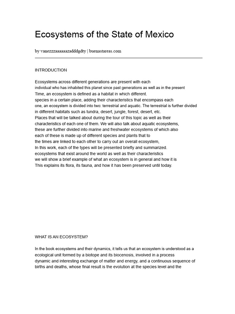 Ecosystems of The State of Mexico | PDF | Ecosystem | Landscape
