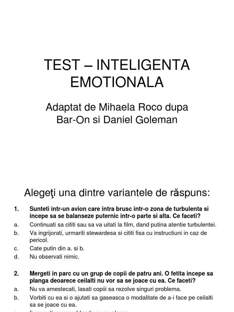 Test - Inteligenta Emotionala | PDF