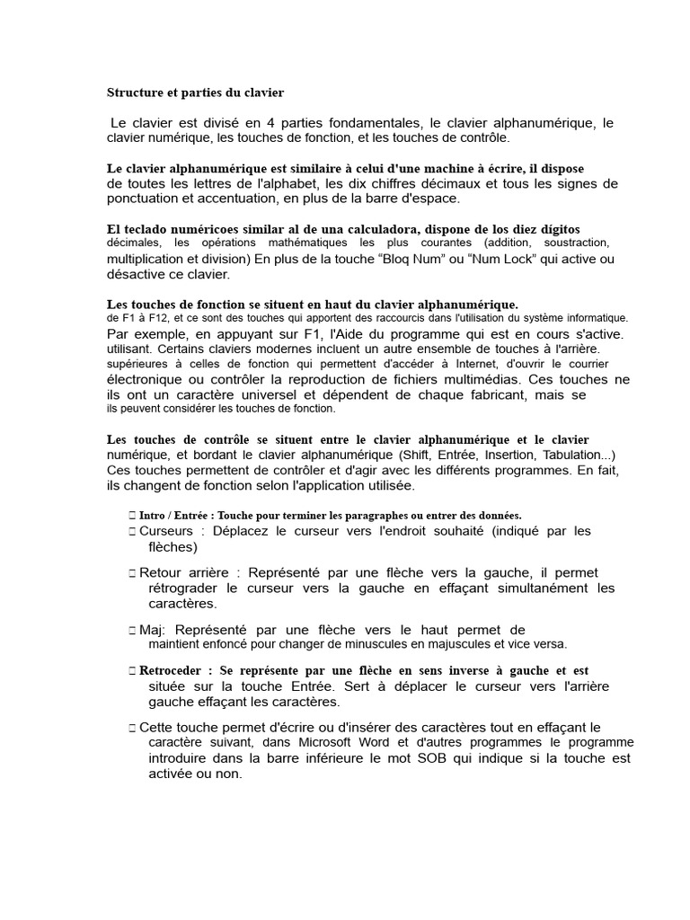 Structure Et Parties Du Clavier | PDF | Clavier d'ordinateur | Écriture ...