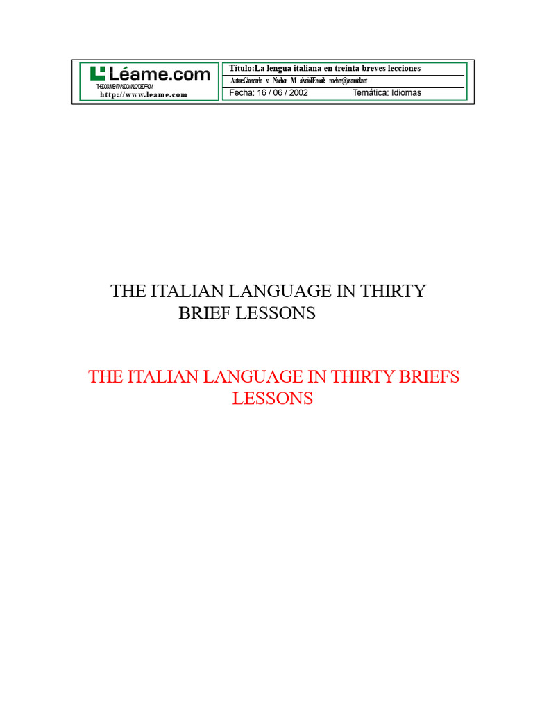 Complete Italian Course PDF | PDF | Grammatical Gender | Grammatical ...