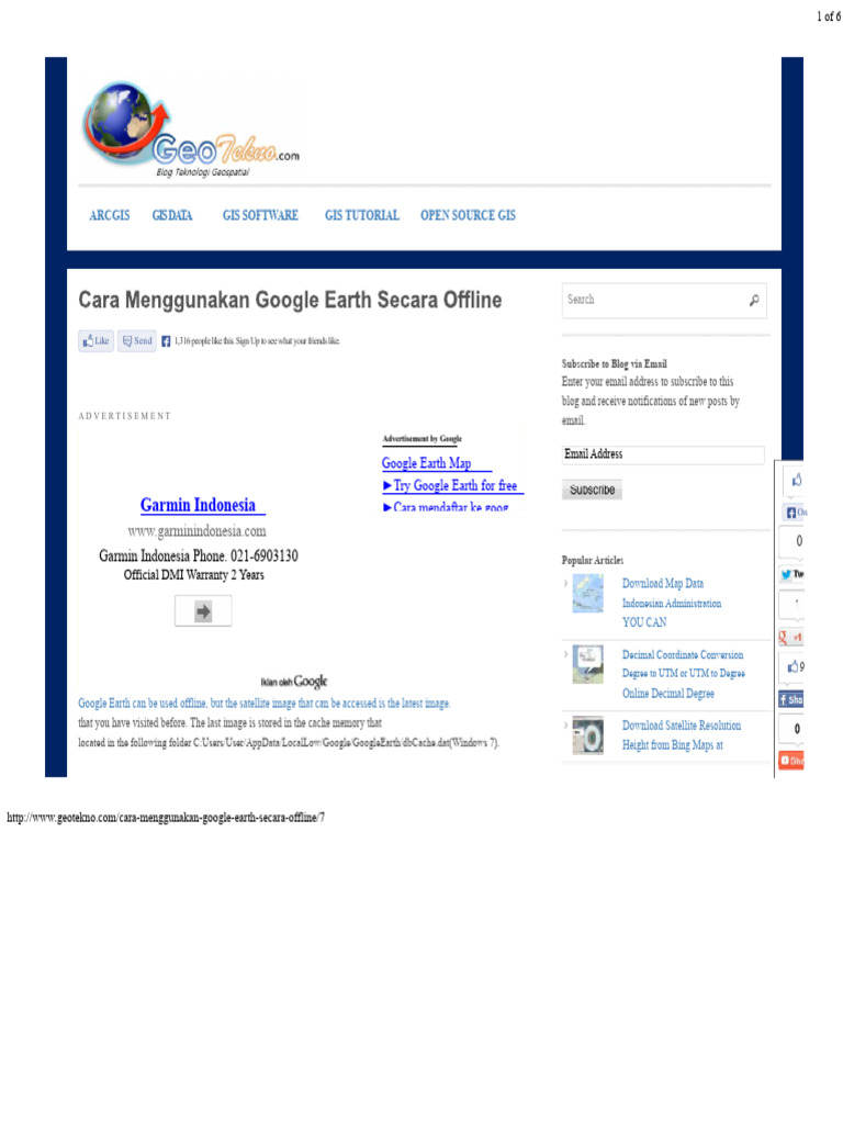 How To Use Google Earth Offline - GeoTekno | PDF | Arc Gis | Geographic ...