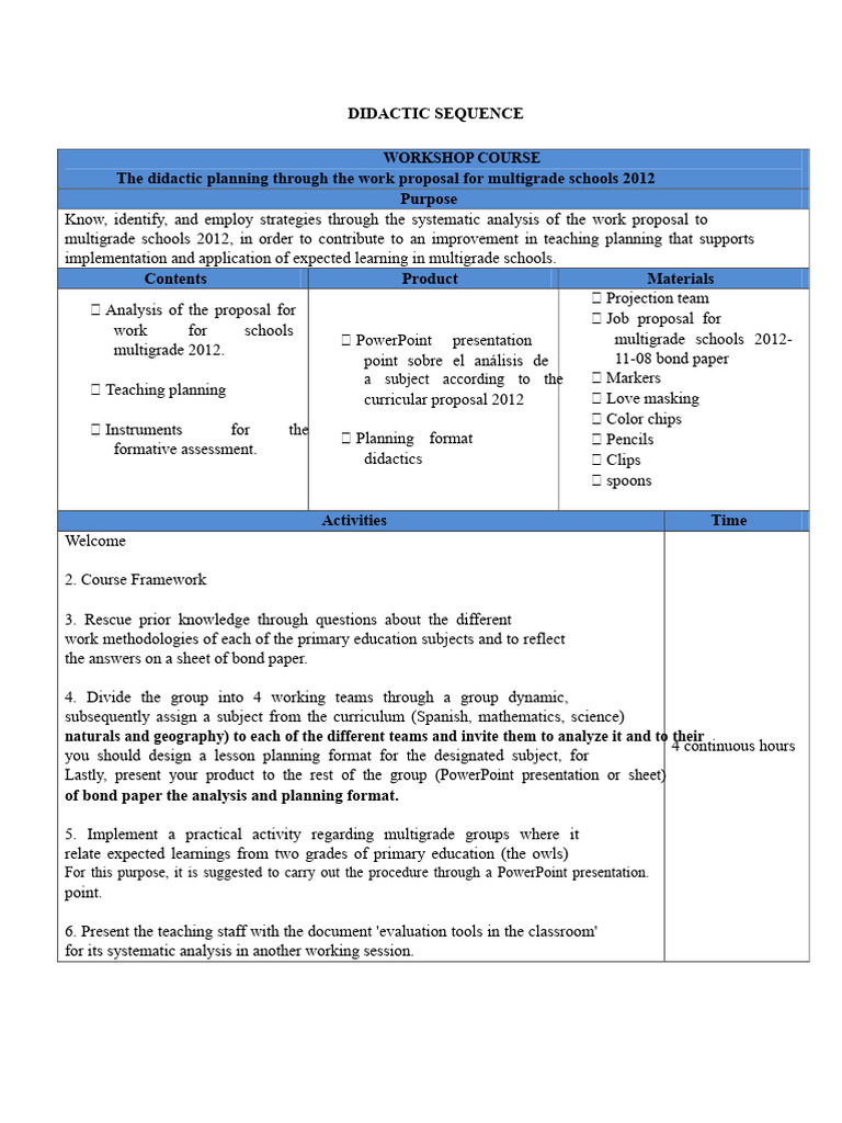 Multigrade Didactic Sequence | PDF | Curriculum | Learning