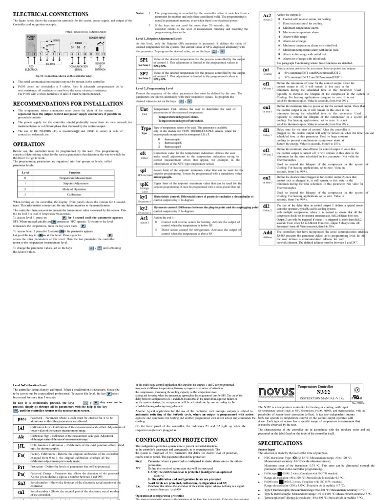 Novus Manual No. 322 | PDF | Thermocouple | Temperature