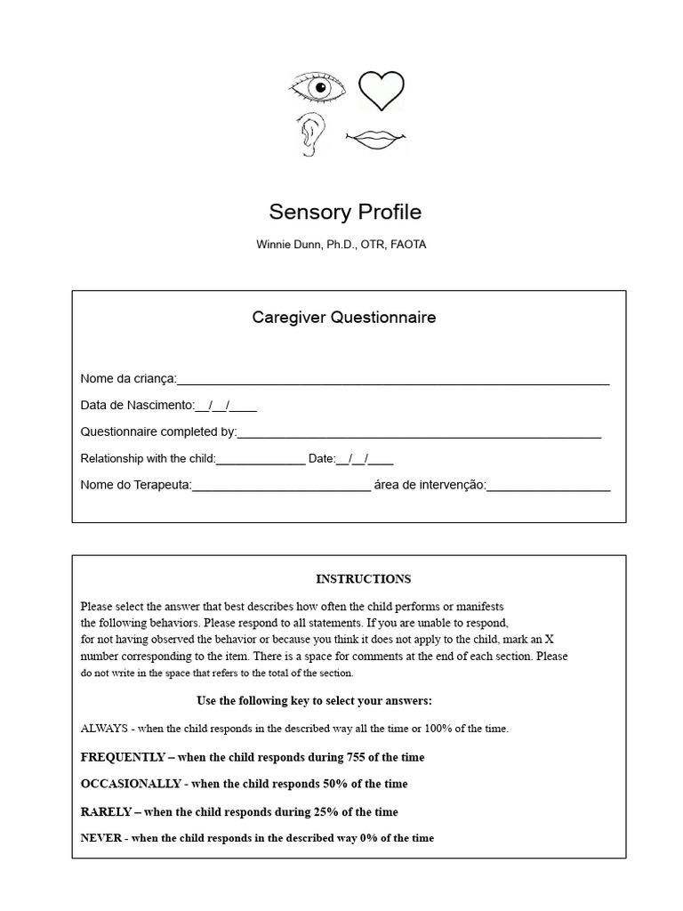 Child Sensory Processing Questionnaire | PDF | Senses | Neuroscience