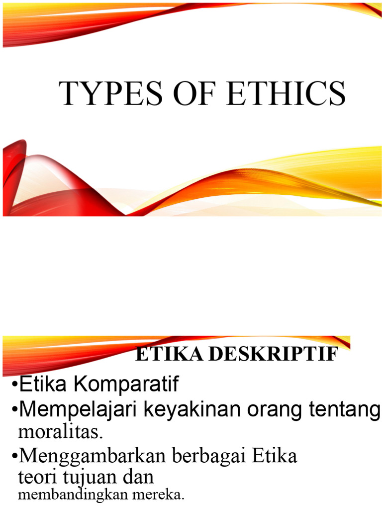Jenis-Jenis Etika: Deskriptif, Normatif, Meta | PDF
