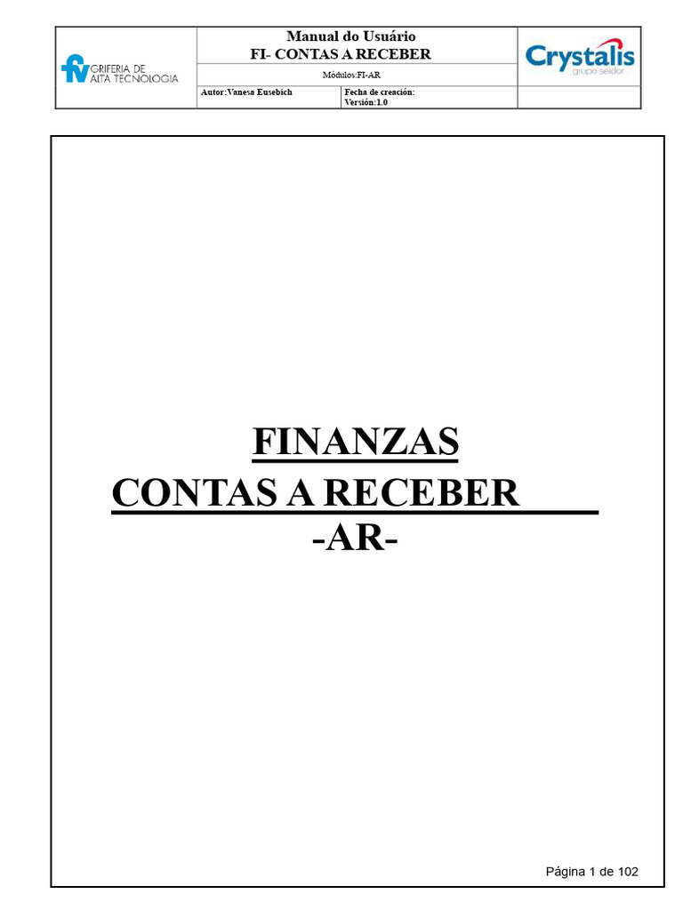 Manual de Contas a Receber FI-AR | PDF | Imposto sobre Valor Agregado ...