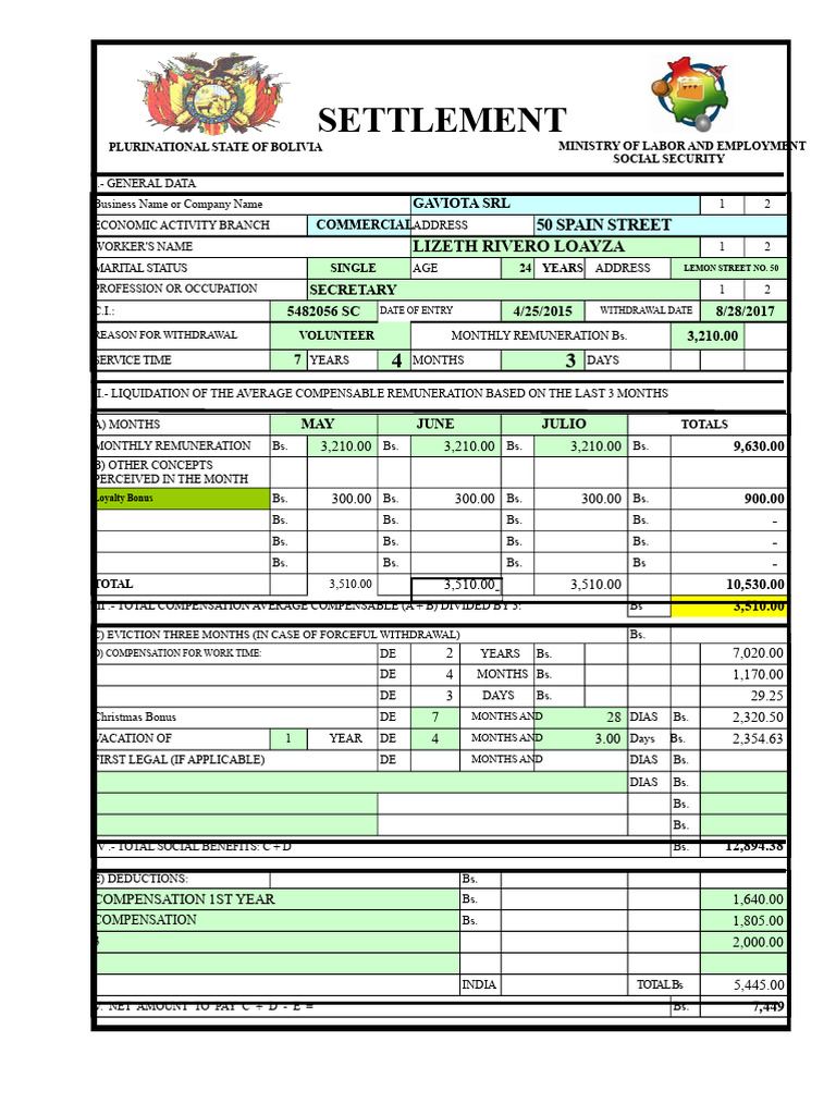 Forms Ok | PDF | Bolivia | Salary