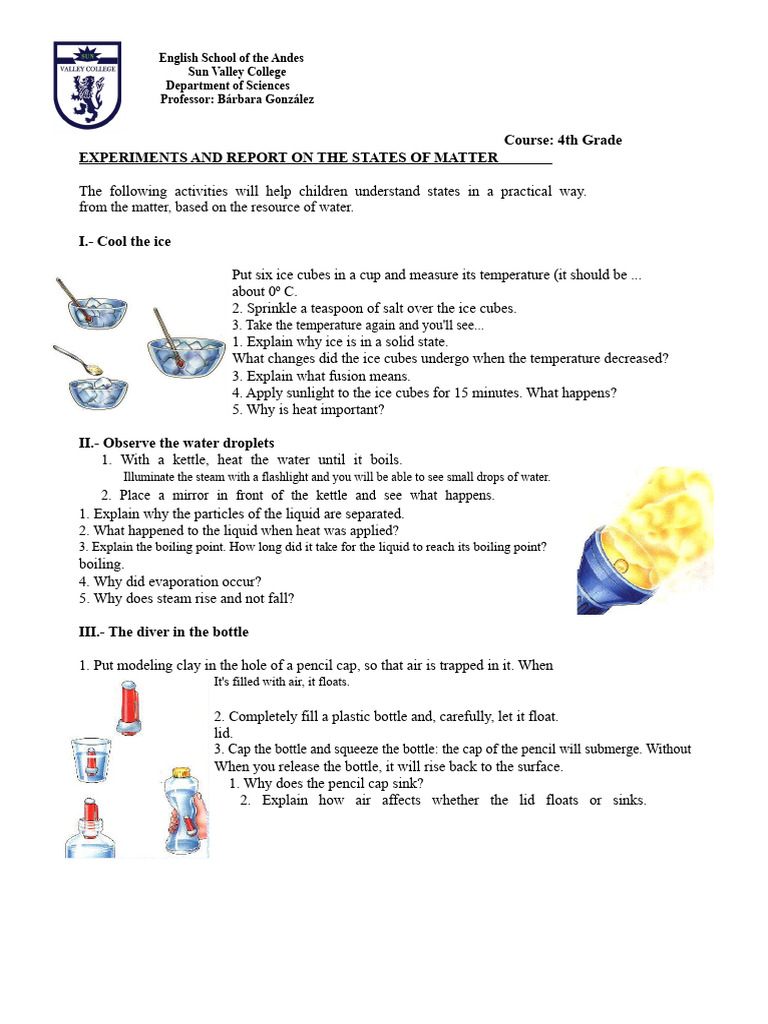 States of Matter Experiment | PDF | Water | Ice