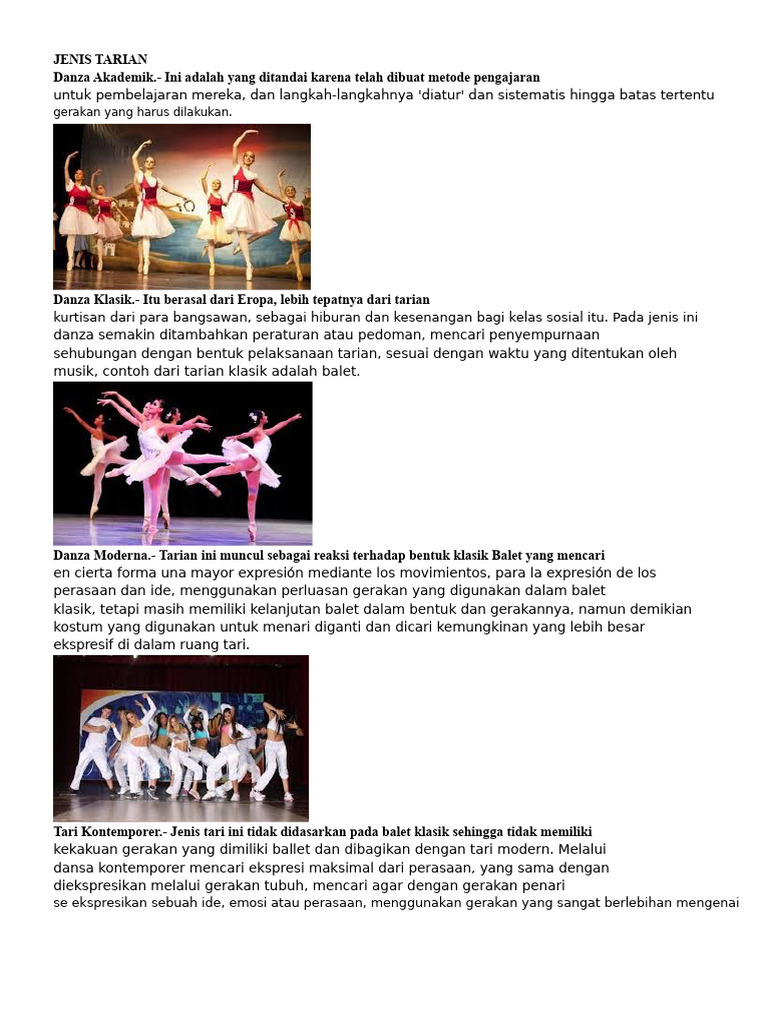 Jenis-Jenis Tarian: Dari Klasik ke Folklor | PDF